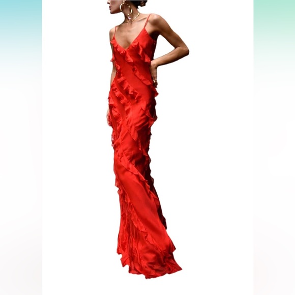 Dresses | Sexy Red Dress Ruffle Rat Boa Style | Poshmark